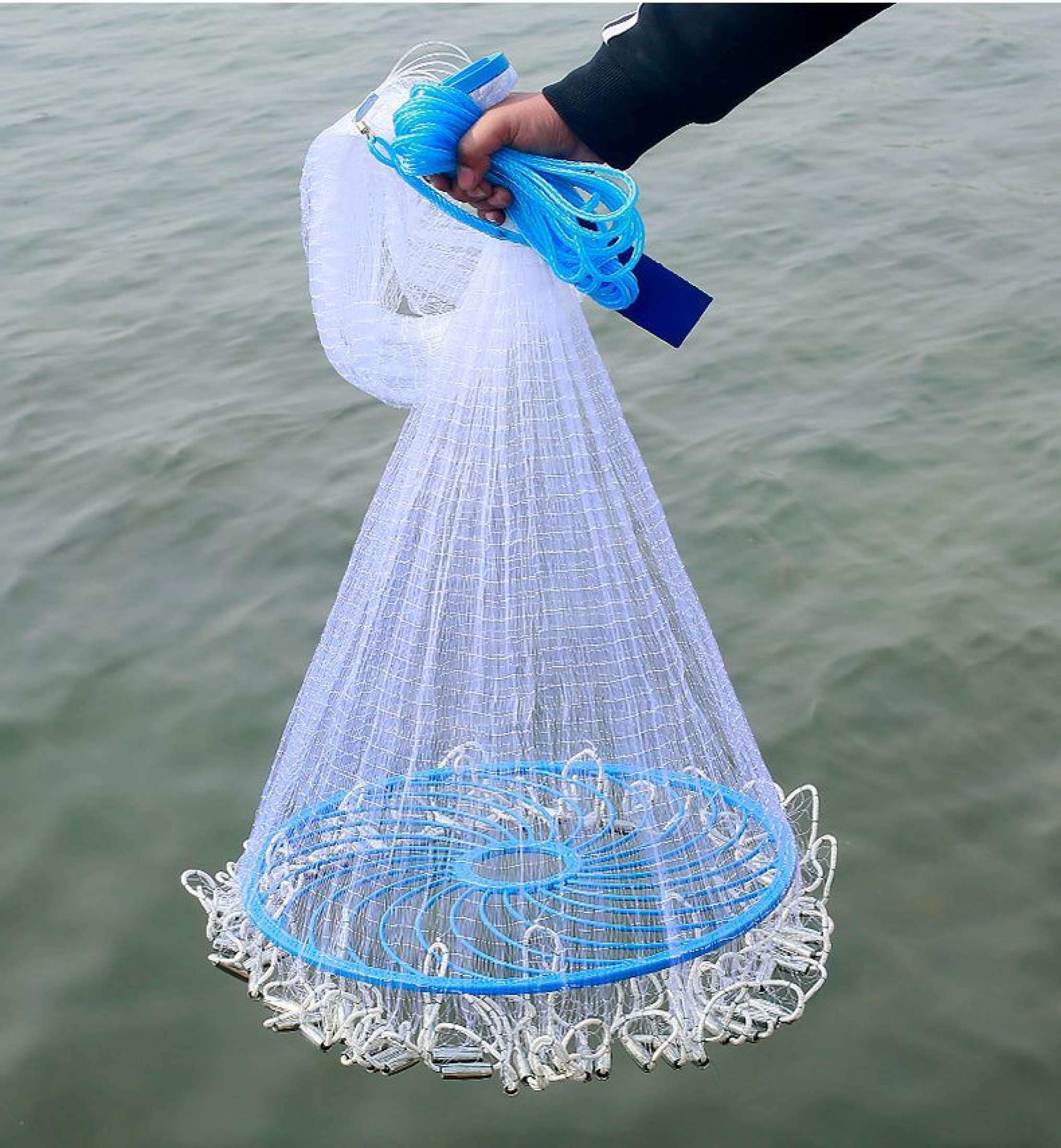 2.4/3/3.6M Fishing Net Jaring Ikan Hand Casting Fish Net Udang Jaring ...