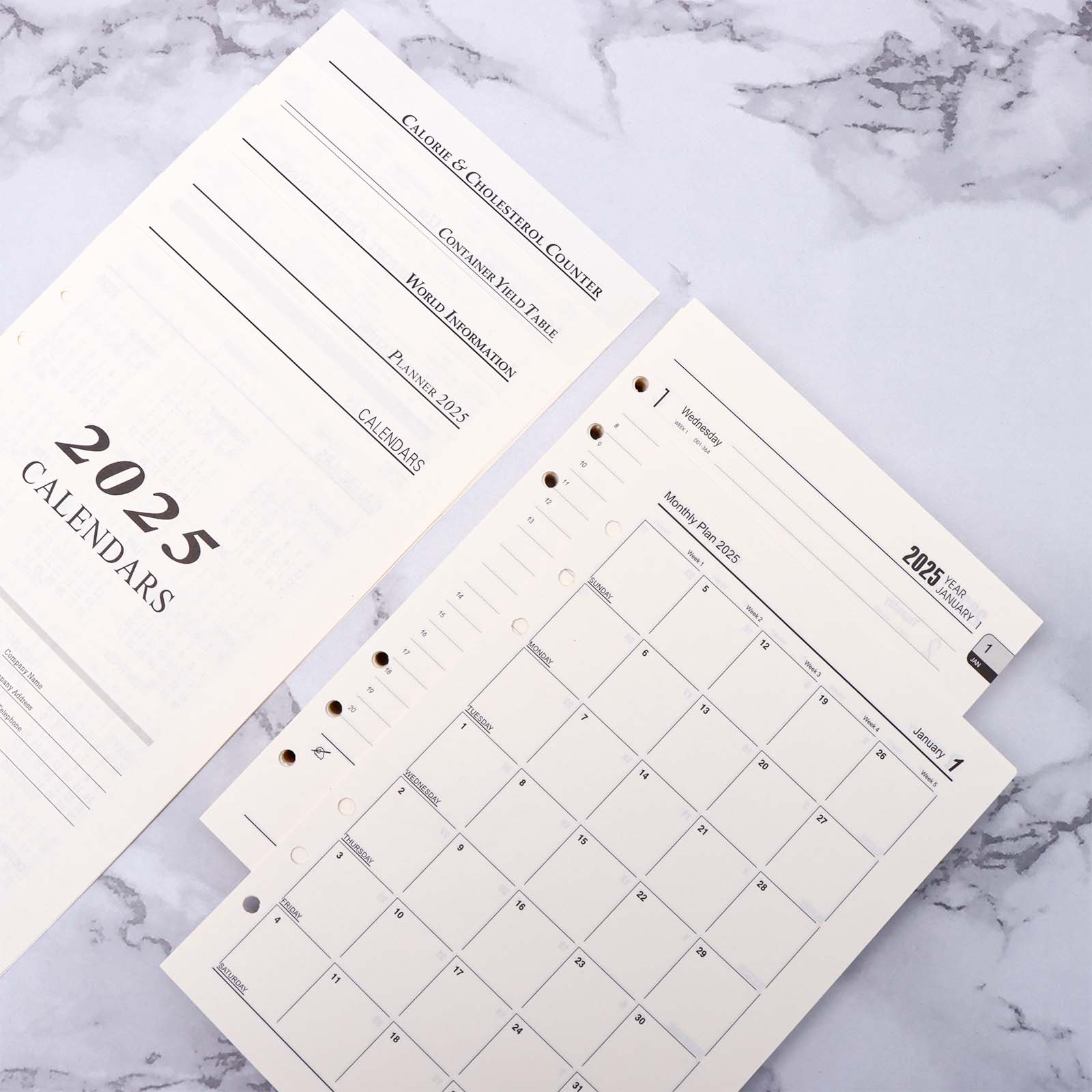 2025 Calendar Planner Refill Paper A5 Monthly Planner Binder Inserts 6 ...