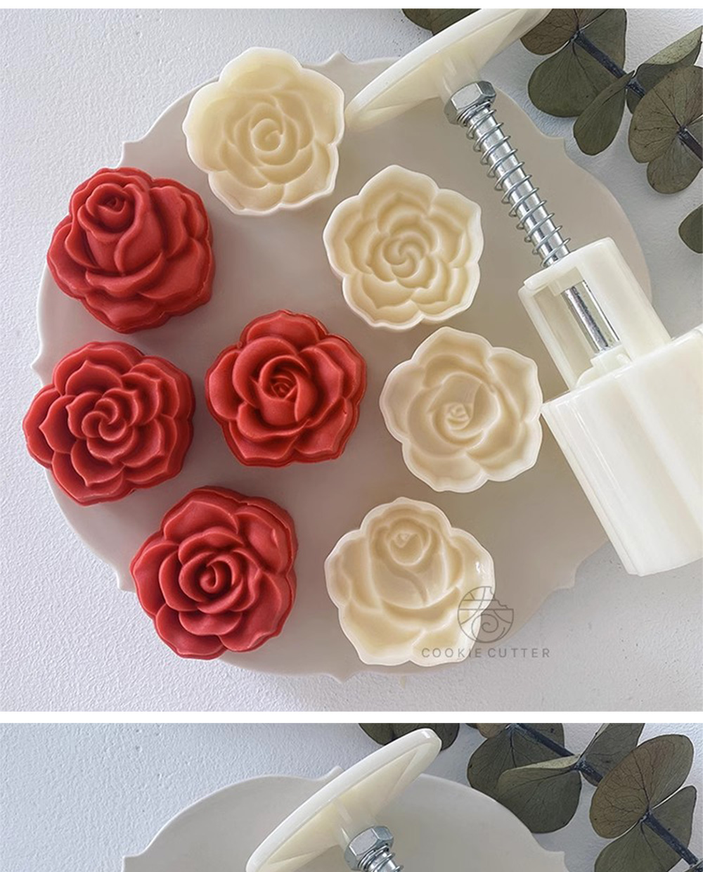 4Pcs/Set 30g 50g Mid-Autumn Mooncake Press Mold Chinese Rose Flower ...