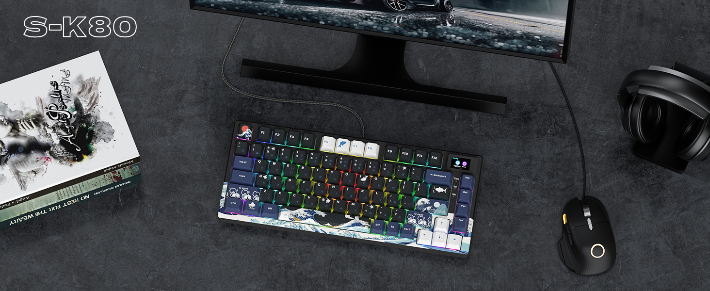 S-K80 Mechanical Gamer Keyboard with OLED Display Gasket Mechanical ...