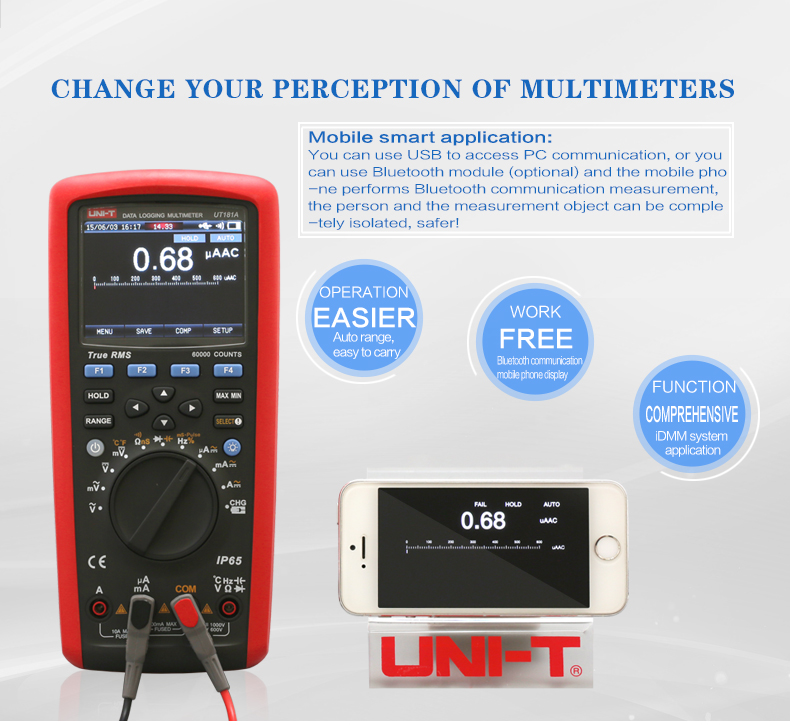 UNI-T UT181A True RMS Datalogging Multimeter AC DC 1000V 10A ...