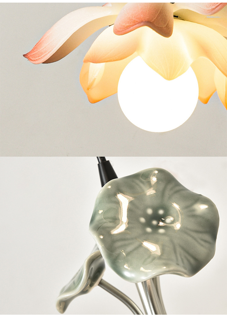AIMI Chinese Style Lotus Leaf Resin Chandelier Home Lotus Decoration Lamp Restaurant Bedroom Tea ...