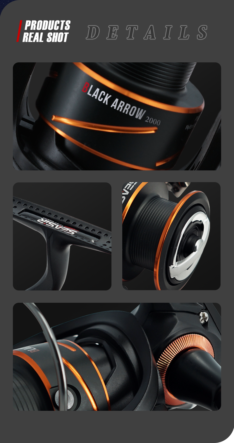 SEASIR Black Arrow Spinning Fishing Reel 5+1BB Metal Main Gear Smoother ...