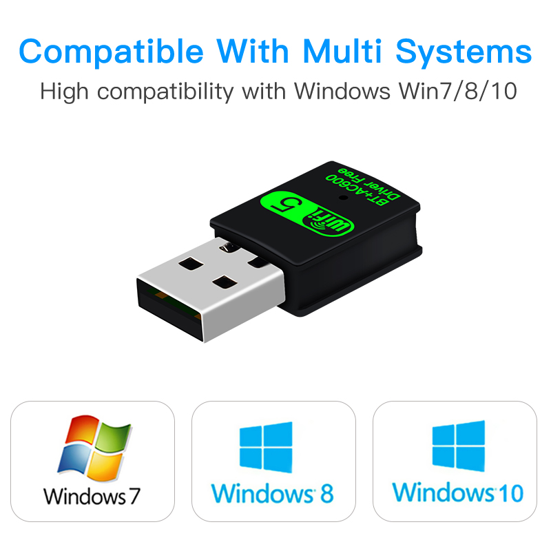 600Mbps USB WiFi Bluetooth 5.0 Adapter 2in1 Dongle Dual Band 2.4G&5GHz ...