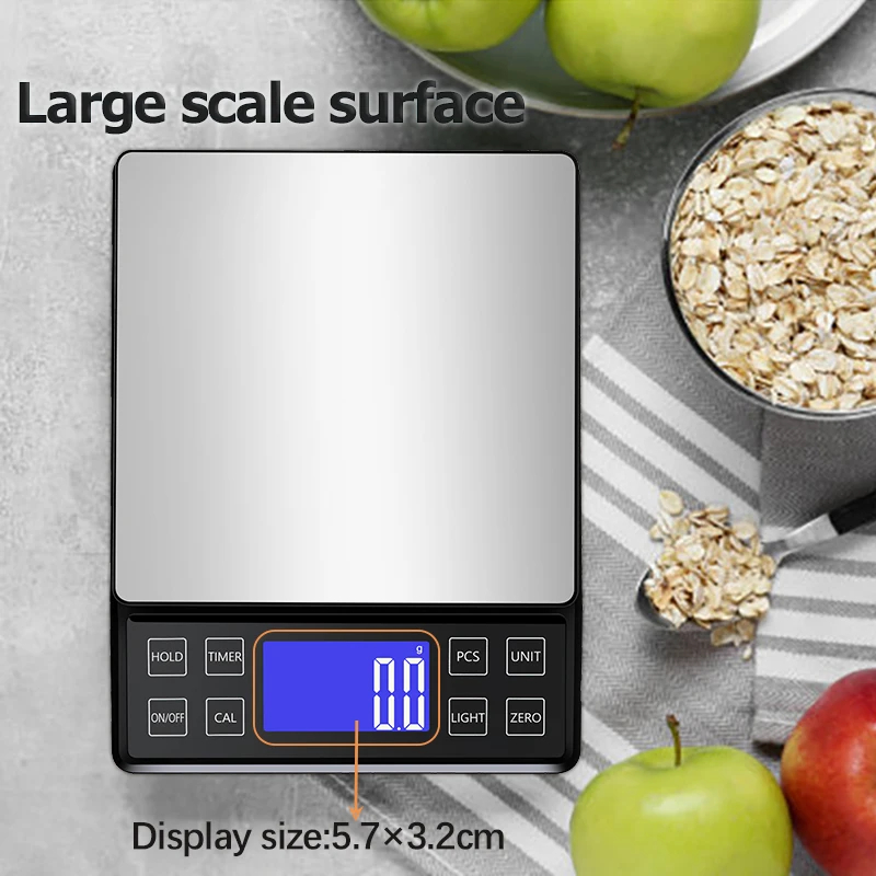 Digital Kitchen Scale 3/5/10kg Stainless Steel Electronic Balance High Precision Portable ...