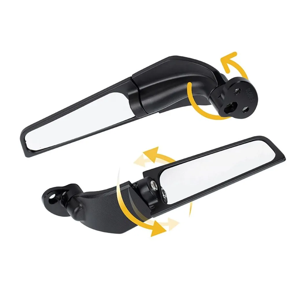 FOR Universal MOTORCYCLE Winglet Rearview Mirrors V2 Alloy NINJA ...
