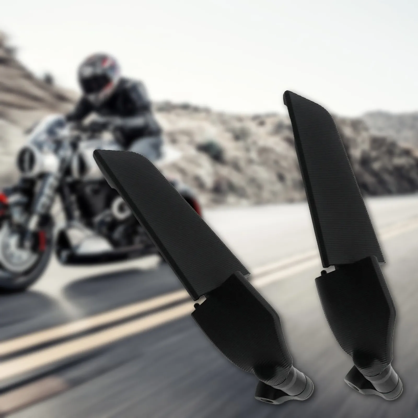 FOR Universal MOTORCYCLE Winglet Rearview Mirrors V2 Alloy NINJA ...