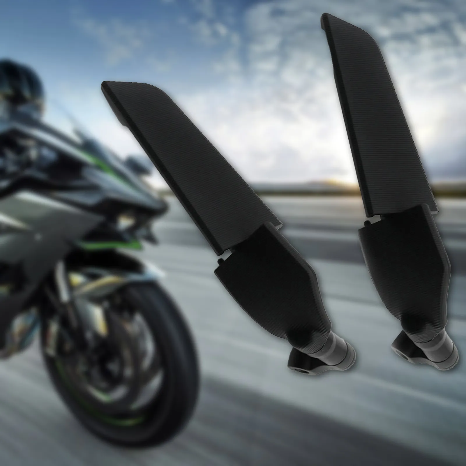 FOR Universal MOTORCYCLE Winglet Rearview Mirrors V2 Alloy NINJA ...