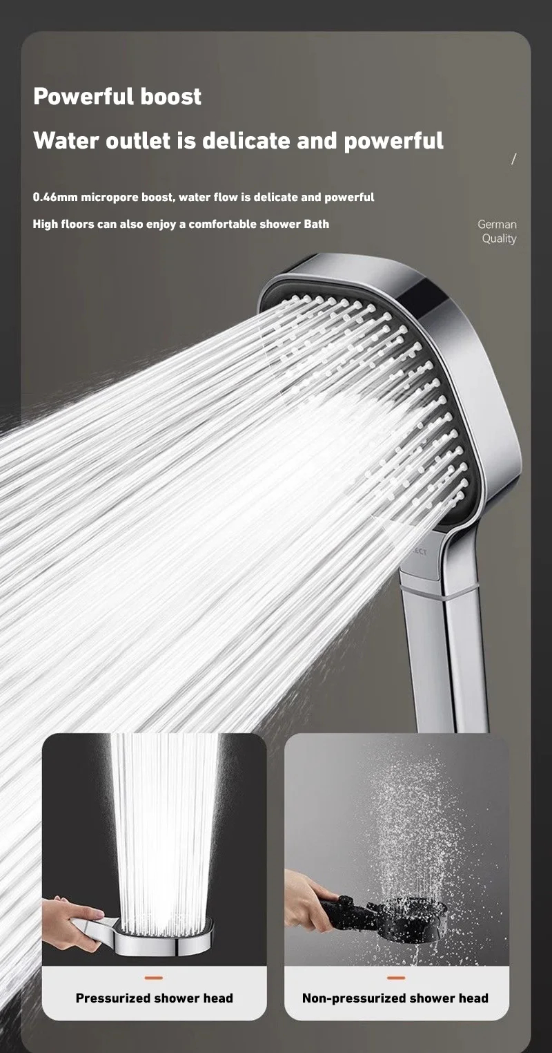 (Local Shipment) 3 Modes Stainless Steel Shower Head Big Rainfall High ...