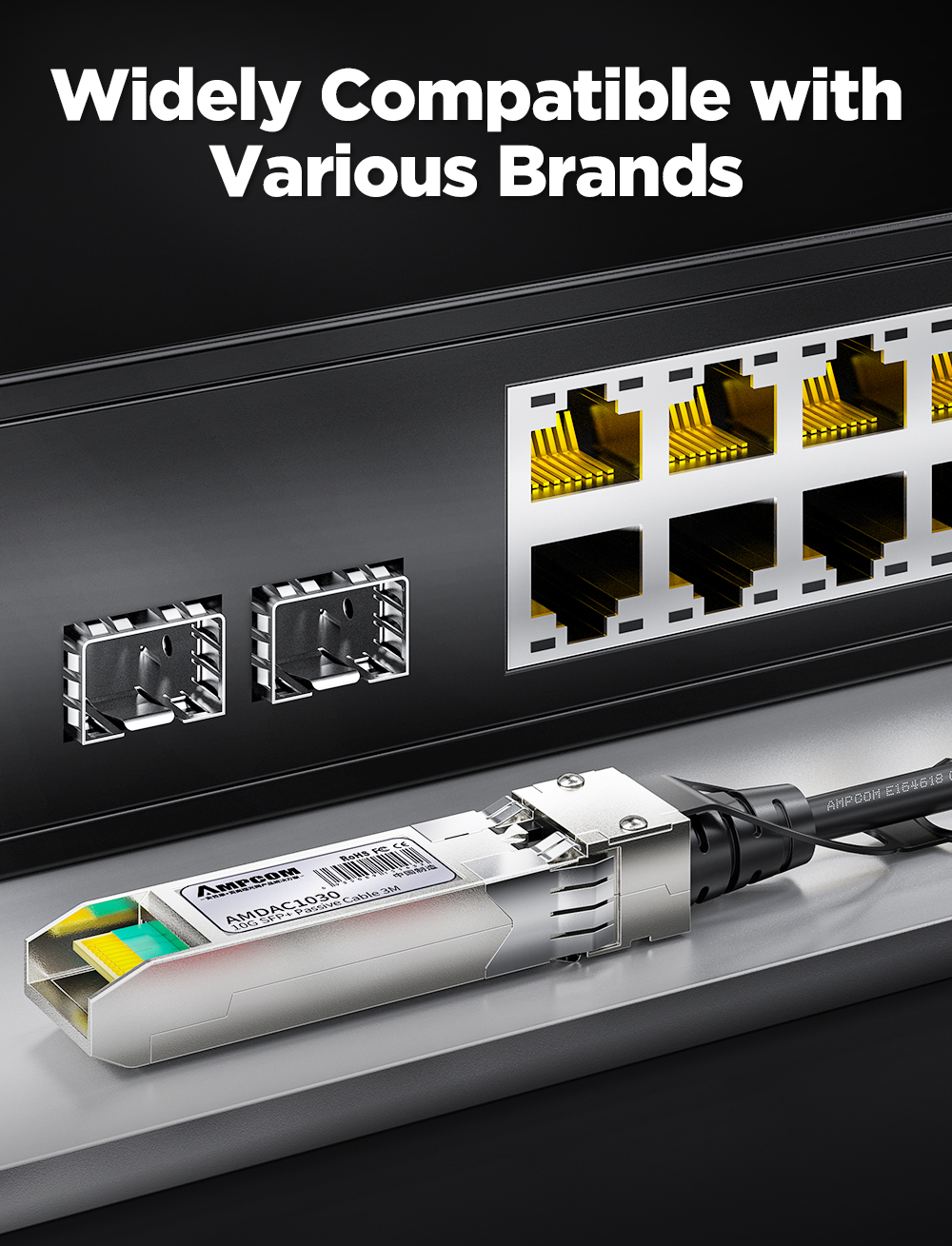 AMPCOM DAC Direct Attach Cable Copper, Passive 10G SFP+ DAC Twinax ...