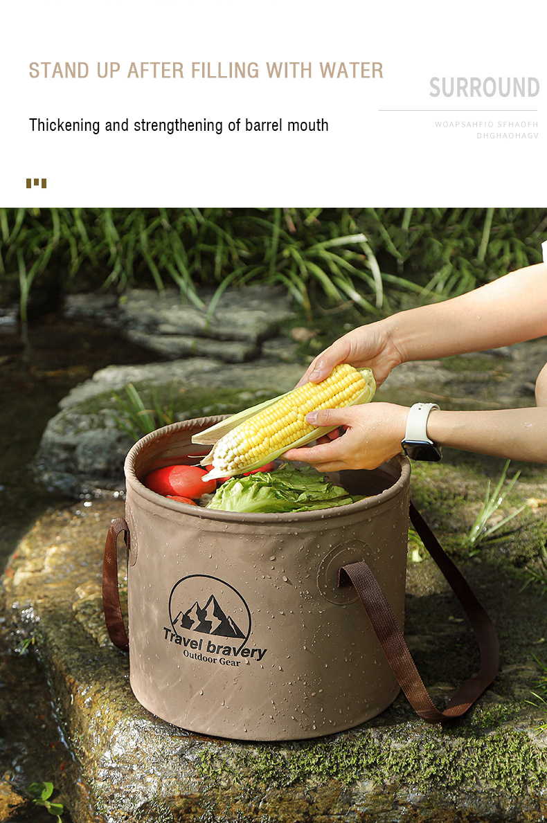 1PC Portable Outdoor Foldable Bucket 10-20L Travel Fighting Bucket ...