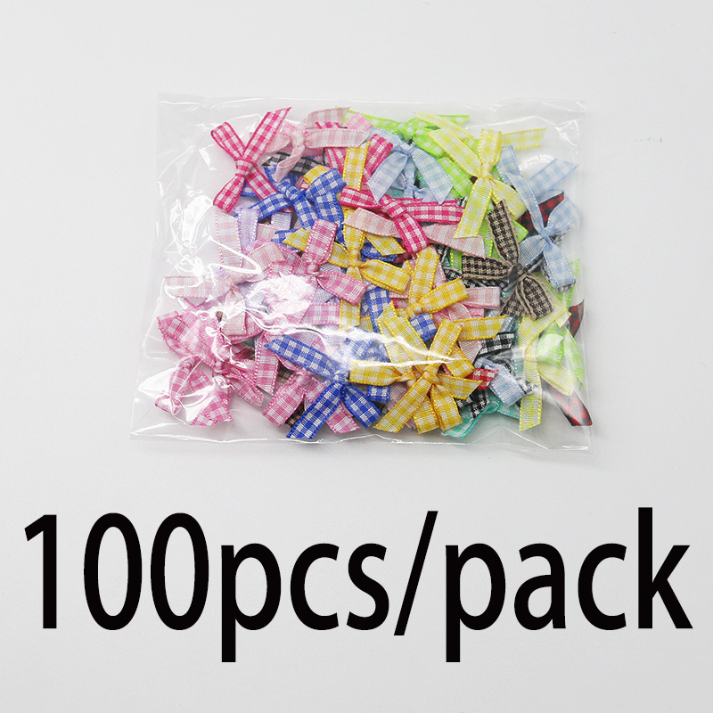 ((100pcs/Pack) 3.5cm Plaid Pattern Bow Colorful Mini Ribbon Bow Gift ...