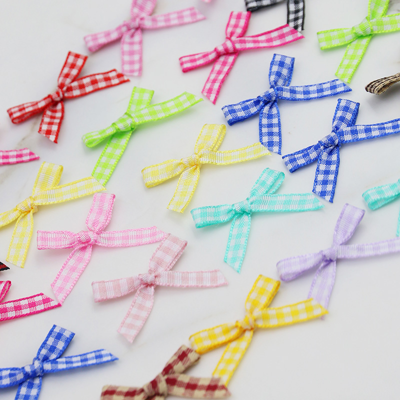 ((100pcs/Pack) 3.5cm Plaid Pattern Bow Colorful Mini Ribbon Bow Gift ...