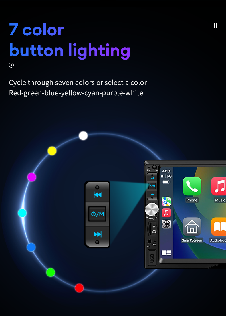 Acodo 2din 7inch CarPlay Radio Touch Screen Stereo Multimedia Bluetooth Mirror Link USBTF FM ...