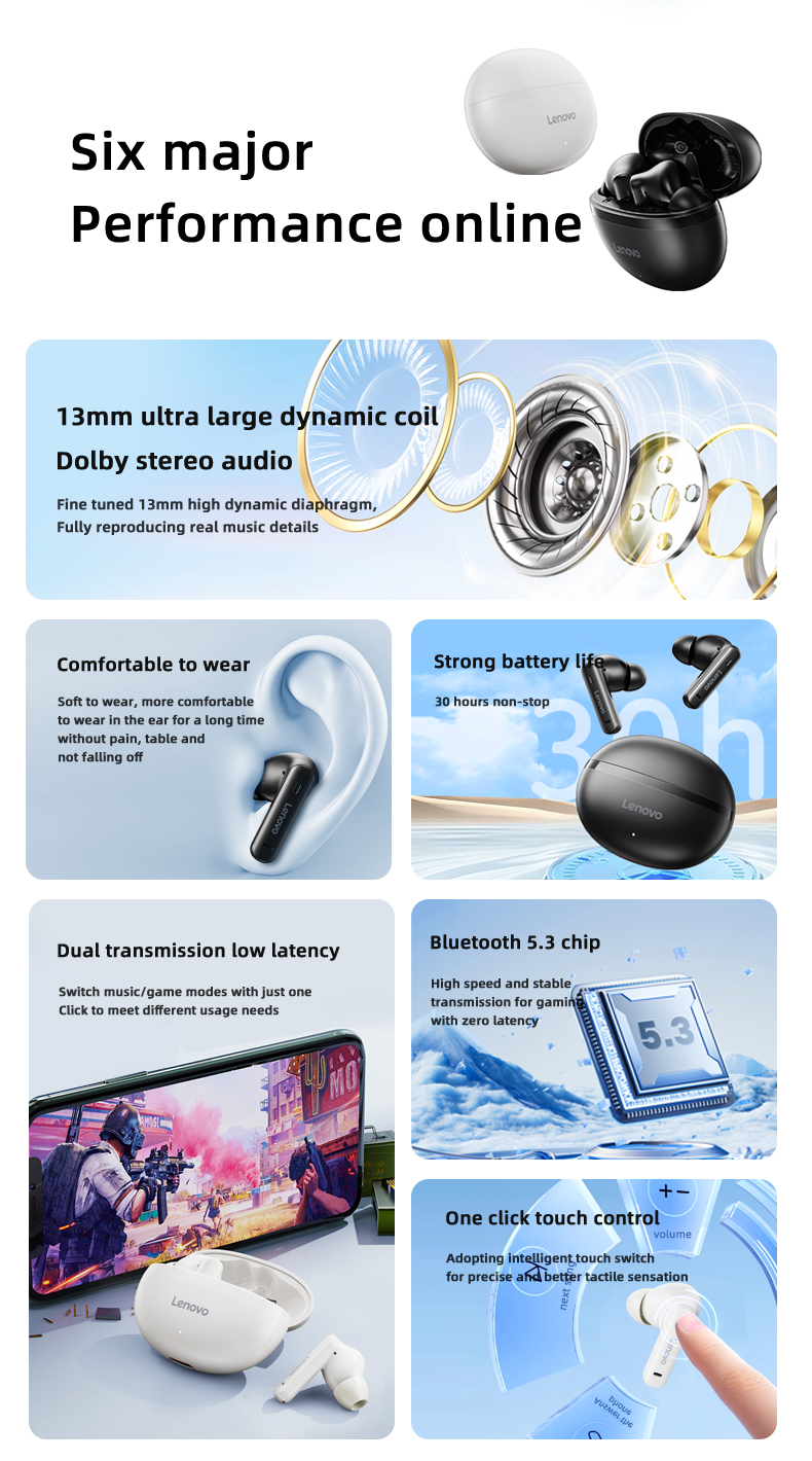 Lenovo EA210 TWS Wireless Bluetooth Earphone Noise Cancelling Gaming ...