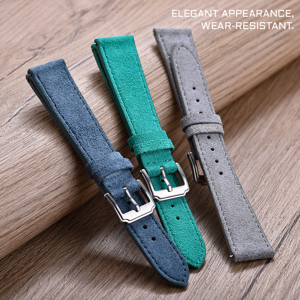 Premium Grade Quick Release Suede Leather Watch Strap Vintage Classic ...