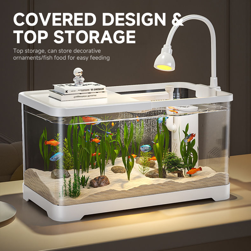 360° Aquarium with LED Lighting and Power Filter,Desk Aquarium Set ...