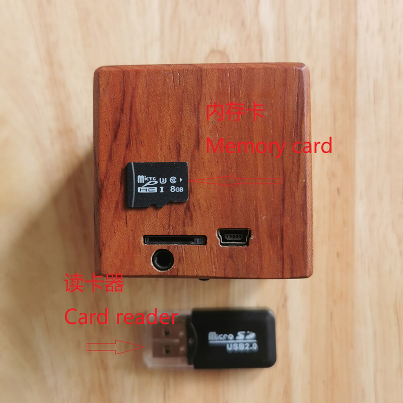 Card Reader with Radio Function Retro Speaker Wooden Speaker Include 8G ...