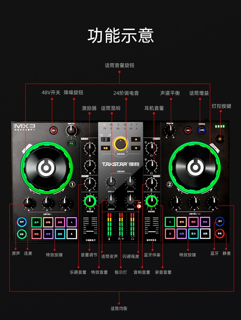Takstar MX3 sound card, mobile live broadcast sound card, computer ...