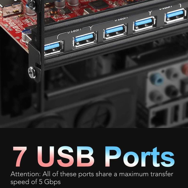 PCIe to USB3.0 7Port USB-a expansion card with a built-in 20P USB3.0 ...