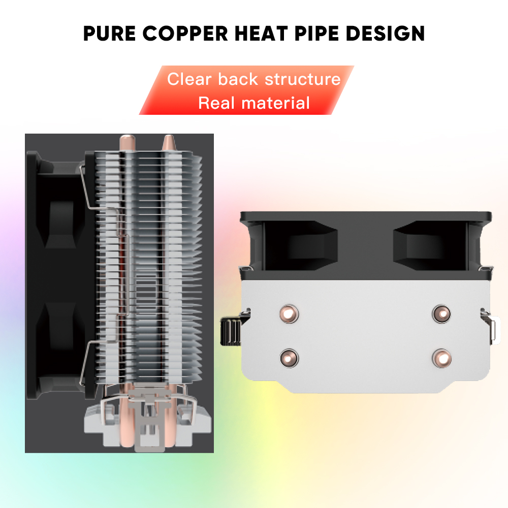 Jungle Leopard A200 PLUS CPU Cooler Color LED 2 Heat Pipes Efficient Cooling 90mm PC Cooler Fan ...