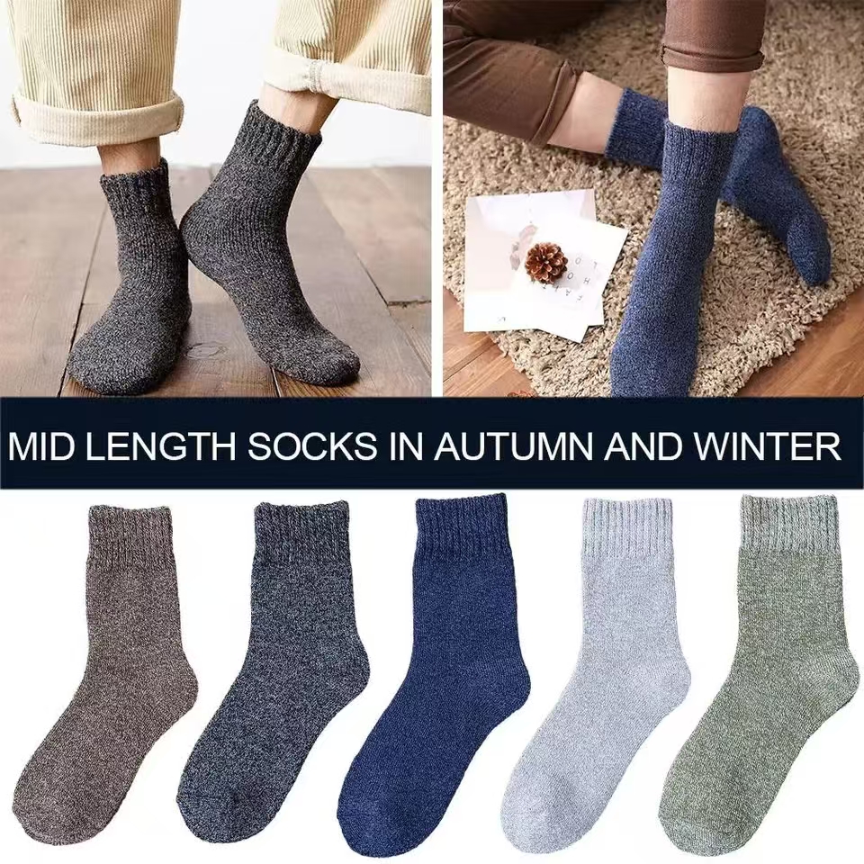 5 Pairs Men's Wool Socks Warm Thick Comfortable Autumn Winter Men's ...