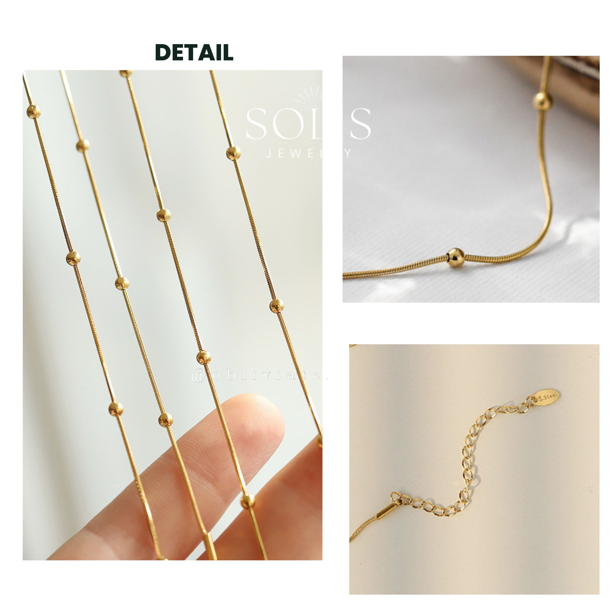 Beaded Basic Chain Necklace • Waterproof Non Tarnish Jewelry ...