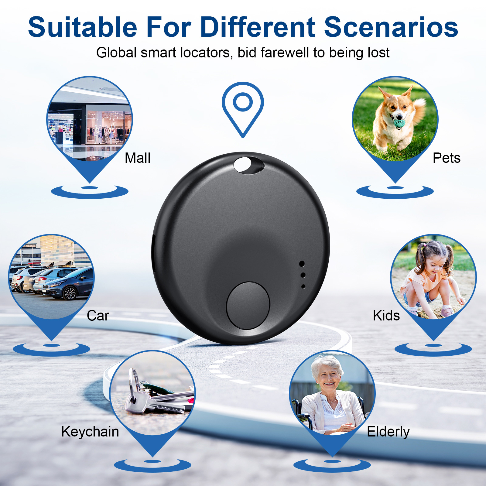 2pcs Smart GPS Tracker Mini Locator IOS Find My App Anti-loss Reminder ...