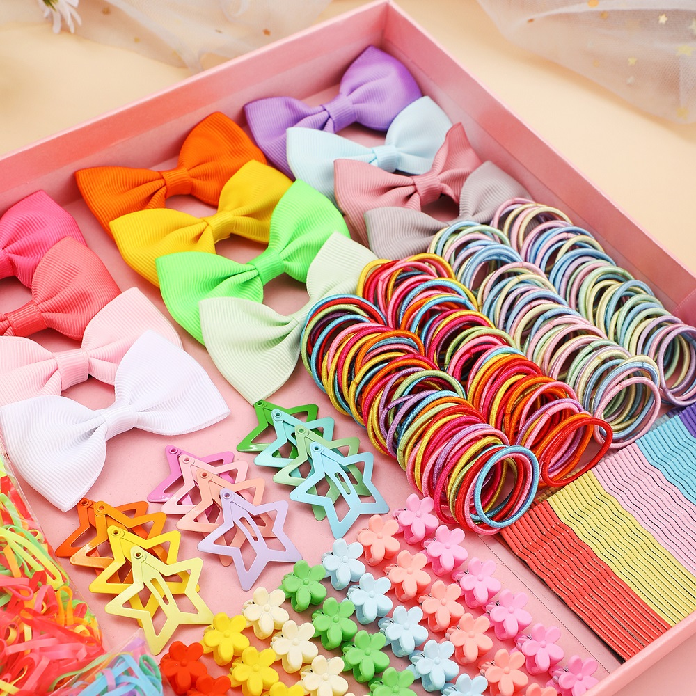 860Pcs/Set Colorful Baby Kids Hair Set Pony Tail for Kids Star Bow Hair ...