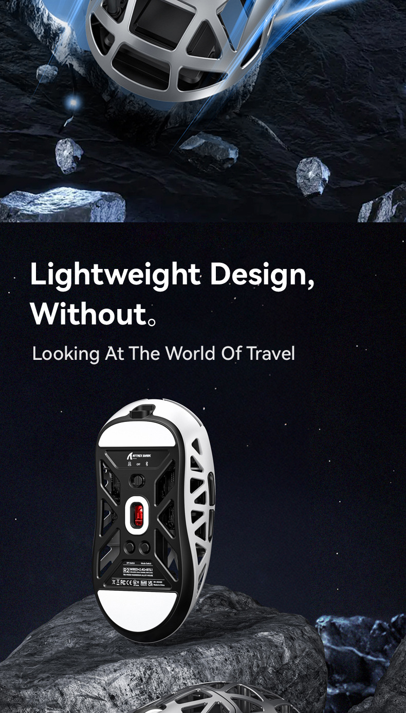 Attack Shark R2 Magnesium Alloy PAW3950 Gaming Mouse, Tri-mode, 8000hz ...