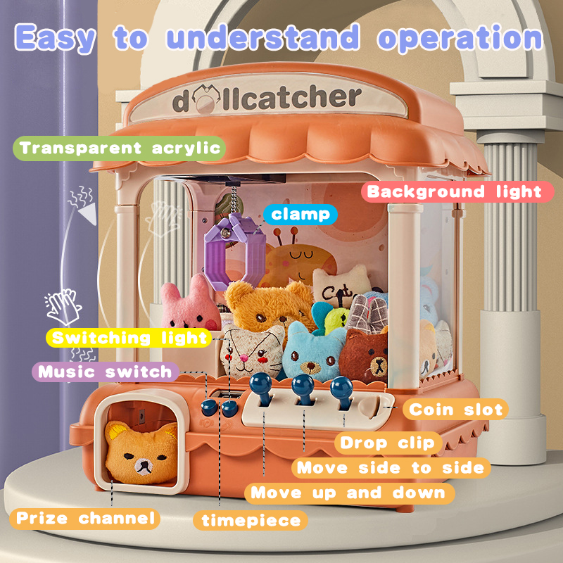 Kids Mini Doll Machine Grab Claw Game Machine Grabber Clamping Clipping ...