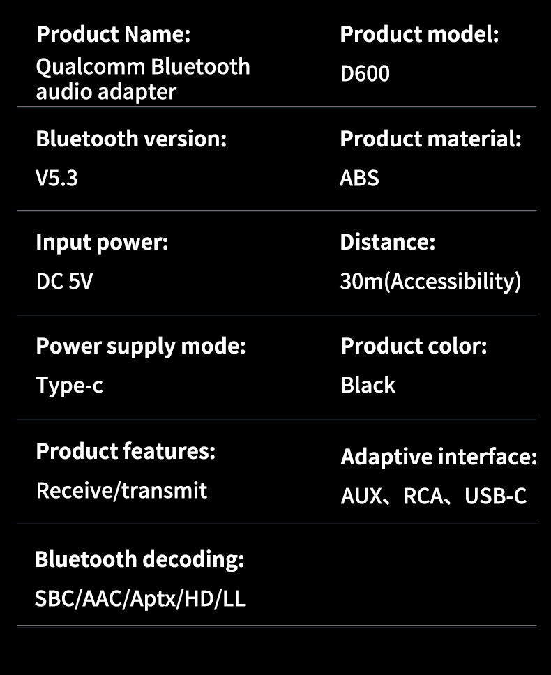 DISOUR Qualcomm Bluetooth 5.3 Receiver Transmitter aptX HD/LL Low ...