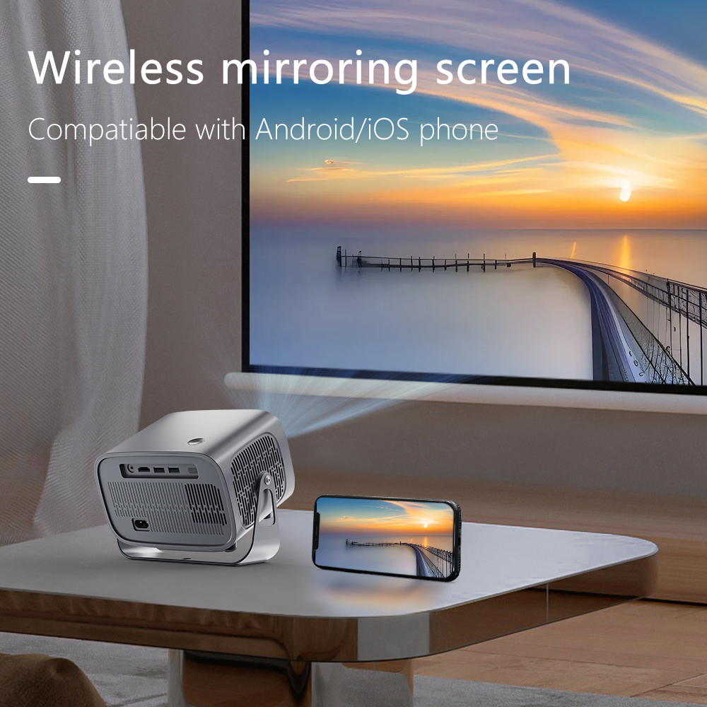 YJMOYE Projector M10 Smart Mini Android11.0 1080P 4K WiFi6 Portable ...