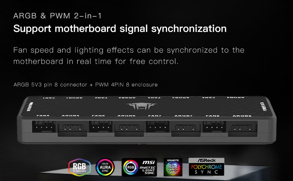 Jungle Leopard JL8 ARGB PWM CPU Fan Hub 8 Ports 5V 3PIN Motherboard ...