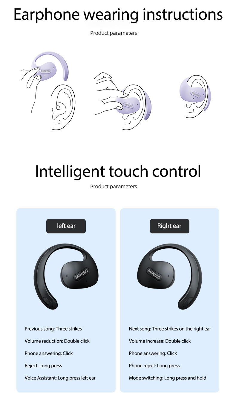 MINISO X15 Pro OWS Bluetooth Earphones Sport Wireless Headphones with ...