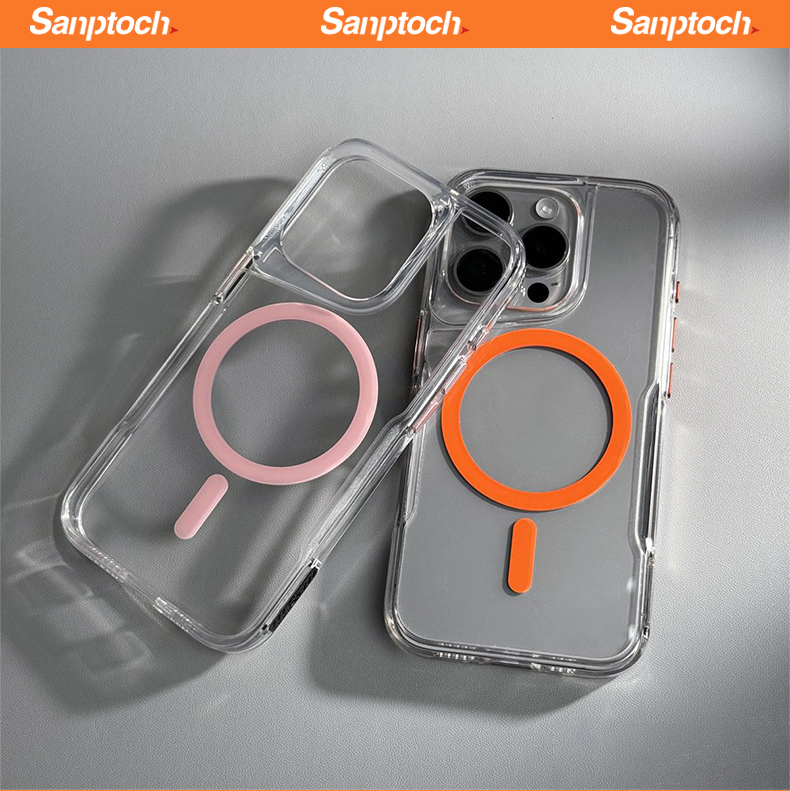 Sanptoch For Magnetic Crystal Clear Phone Case For iPhone 17 16 15 14 ...
