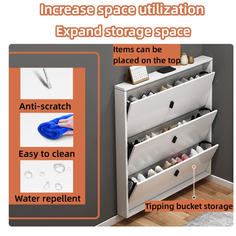 3 Tier 15cm Shoe Rack Cabinet 鞋柜 Hanging Tipping Almari Kasut Bertutup ...