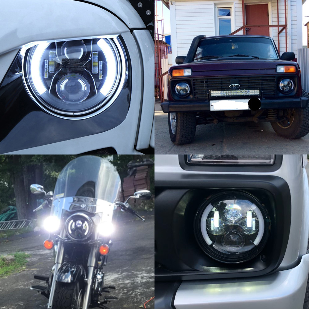 7” Round LED Projection Headlight For Harley Touring Rod FatBoy ...