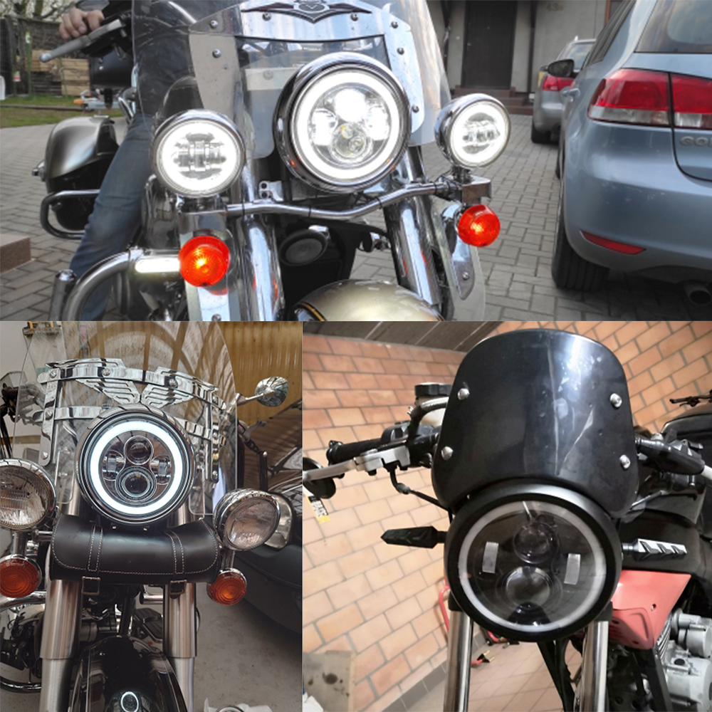 7” Round LED Projection Headlight For Harley Touring Rod FatBoy ...