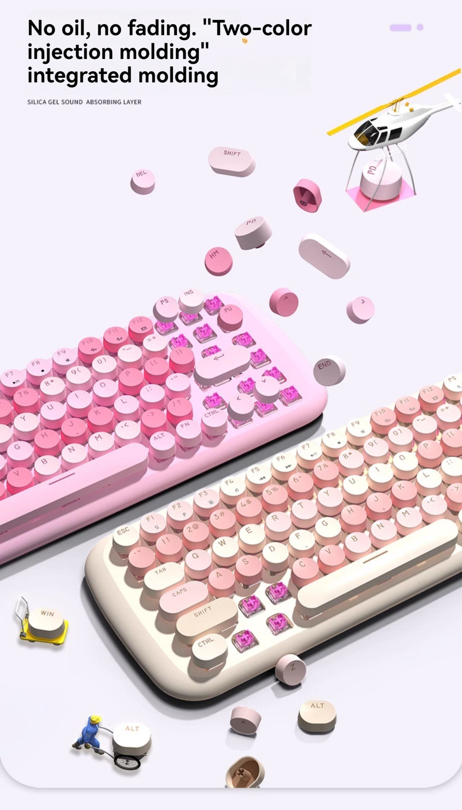 [Ready Stock] Girl Series Mechanical Keyboard 87 Keys Cute Retro ...