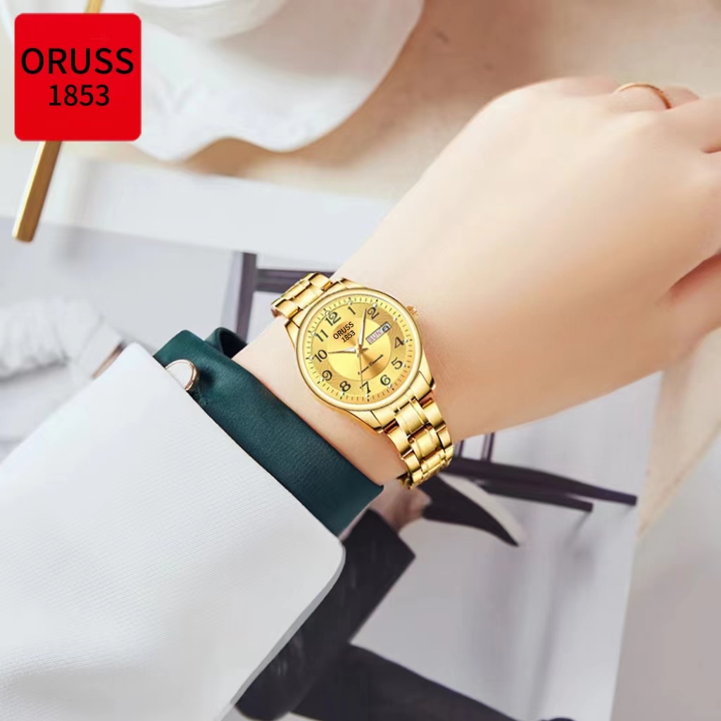 ORUSS Original Women/Men Stainless Steel Dual Calendar Waterproof ...