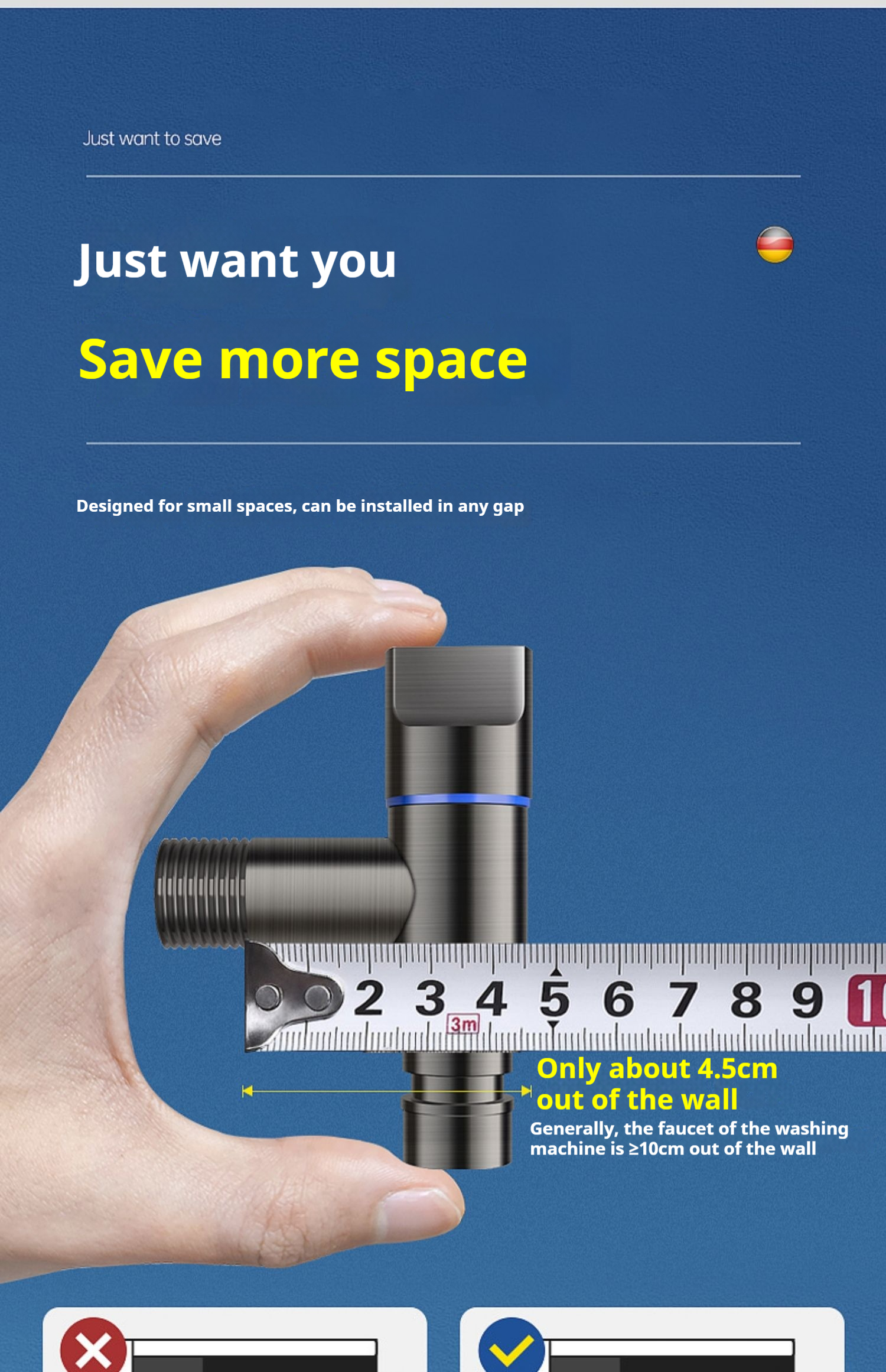 Washing Faucet Automatic Water Stop Valve Dedicated Snap-On Joint Ultra ...