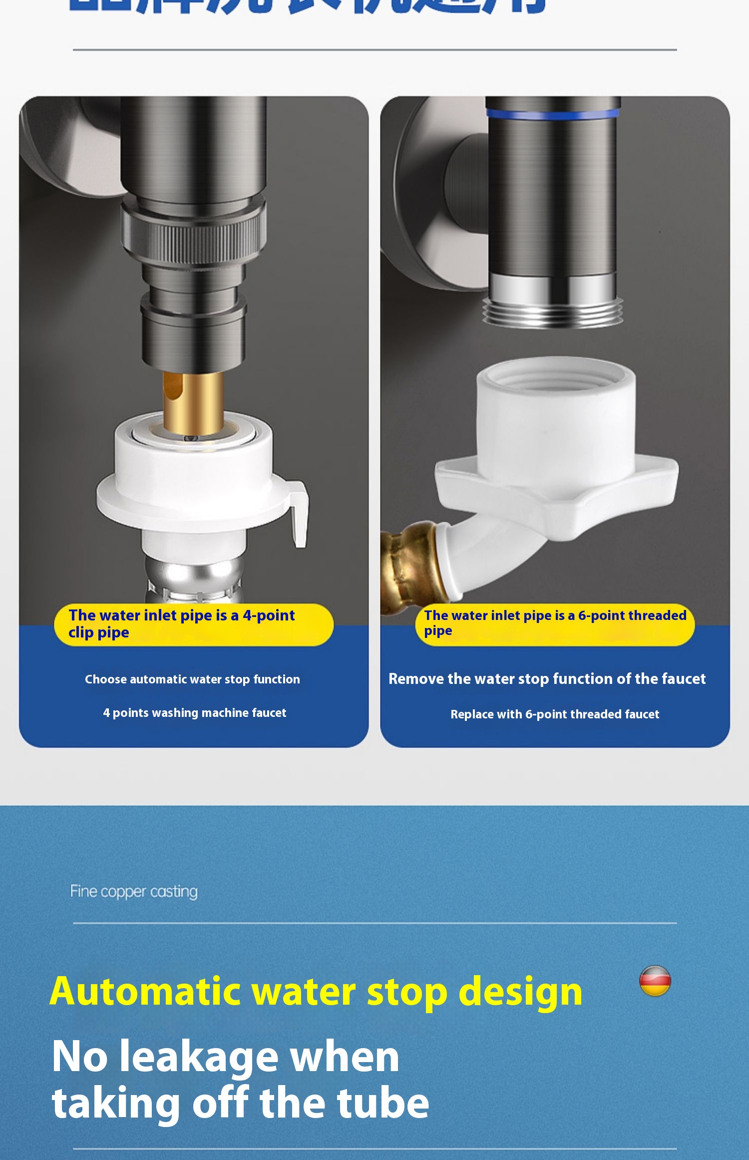 Washing Faucet Automatic Water Stop Valve Dedicated Snap-On Joint Ultra ...