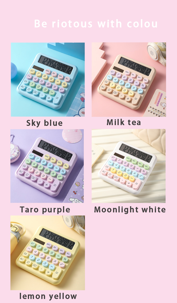 Dual power supply solar calculator dopamine color high value 12-bit ...