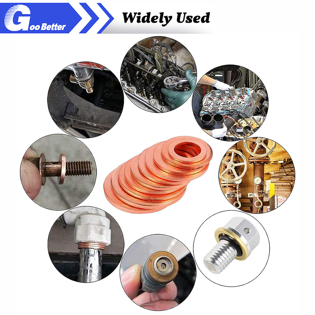 M5 M6 M8 M10 M12 M14 Copper Crush Washer O-Ring Gasket Seal Flat Ring ...