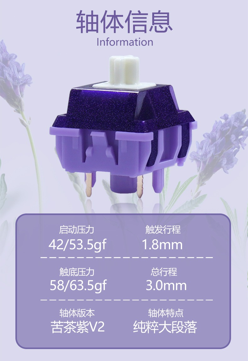 -LW- DUHUK Bitter Tea Purple V2 Switch Tactile Customized Mechanical ...