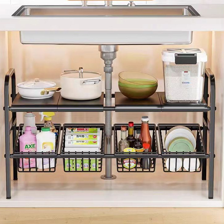 Adjustable Under Sink Organizer Rack Adjustable Kitchen Storage Rack ...