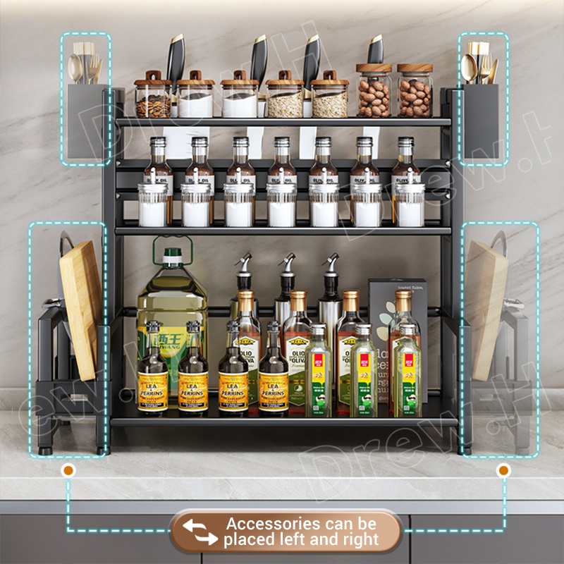 Seasoning Organizer Storage Rack Stainless Steel Spice Rack Kitchen ...