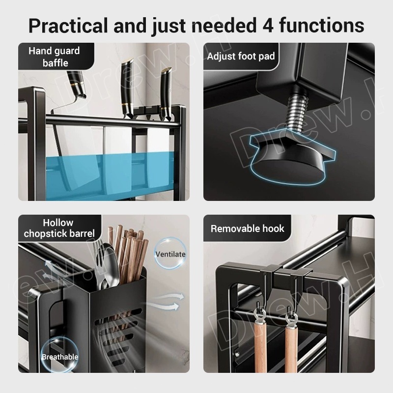 Seasoning Organizer Storage Rack Stainless Steel Spice Rack Kitchen ...