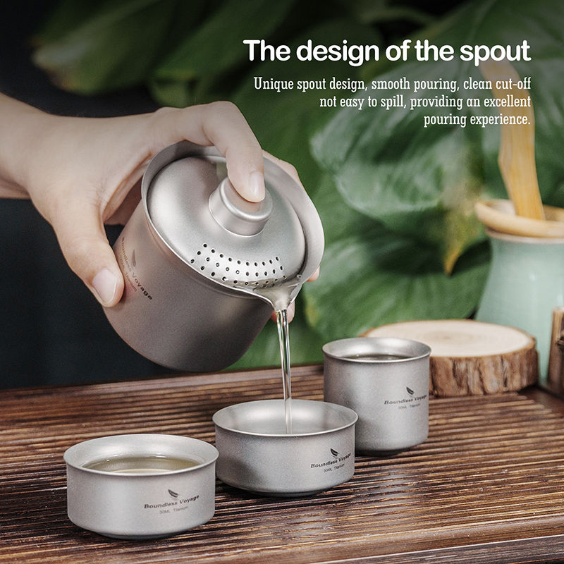 Boundless Voyage Titanium Tea Bowl Cups Set 125ml Double-Layer Tea ...